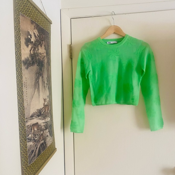 Zara | Sweaters | Nwot Zara Sheer Club Kid 9s Y2k Crop Top Sweater S ...